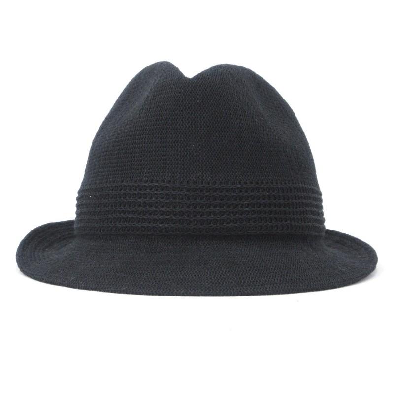 Borsalino ボルサリーノ ハット メッシュ 中折れ ブラック 黒 麻 リネン ポリエステル L 57.5cm 帽子 メンズ 中古 ...
