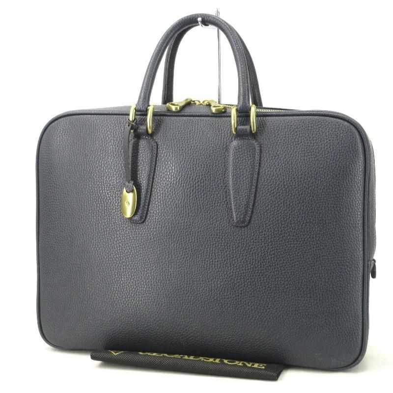 良品 TOFF&LOADSTONE トフアンドロードストーン Vブリーフ TM-1070 ブリーフケース ビジネスバッグ ネイビー 紺 レザー ...