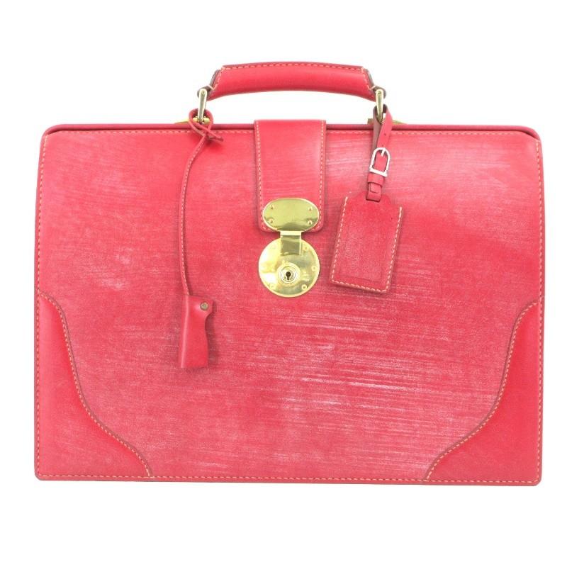 美品 かばん工房エンドウ ダレスバッグ ビジネスバッグ ドクターバッグ レッド 赤 ブライドルレザー バッグ 鞄 中古 60005709 ...