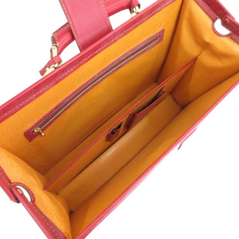 美品 かばん工房エンドウ ダレスバッグ ビジネスバッグ ドクターバッグ レッド 赤 ブライドルレザー バッグ 鞄 中古 60005709 ...