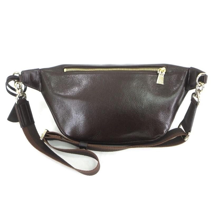 美品 aniary アニアリ ウエストバッグ 01-07003 アンティークレザー ショルダーバッグ ダークブラウン 茶 レザー バッグ 鞄 ...