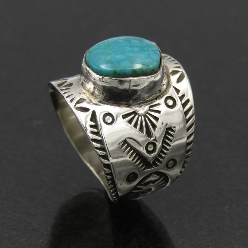 良品 Ruth Ann Begay ナバホ族 リング ターコイズ スタンプ ルースアンビゲイ 13.5号 インディアンジュエリー 中古 ...