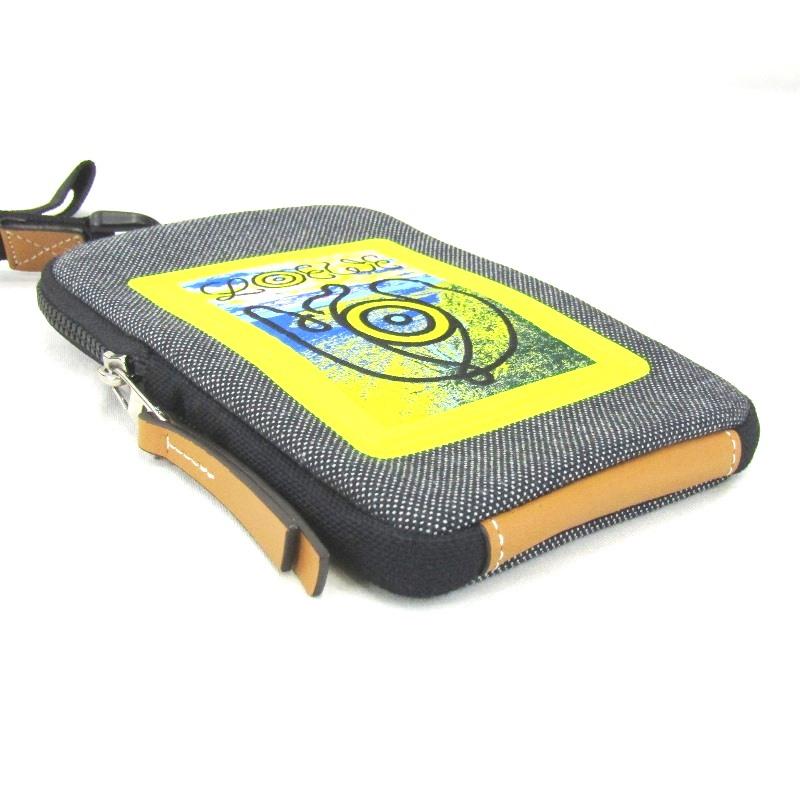 美品 LOEWE ロエベ ネックポーチ EYE NATURE CASE キャンバス アイロエベネイチャー ケース グレー 61000513 ...