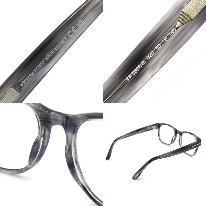 TOM FORD 美品 トムフォード サングラス TF5898-B ウェリントン USフィット イタリア製 020 ストライプグレー/シルバー ...