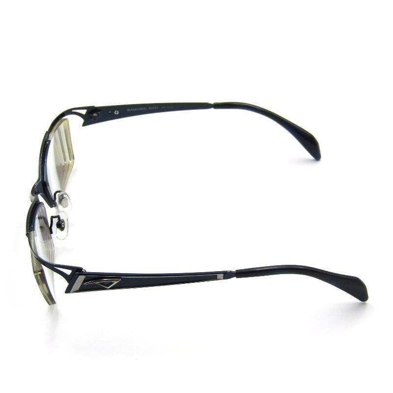 SAMURAI SHO サムライ翔 メガネフレーム SS-J206 度入り 日本製 2020年モデル 仁 スクエア ハーフリム #3 ダークブルー/グレー 61003271 : クラシック ...