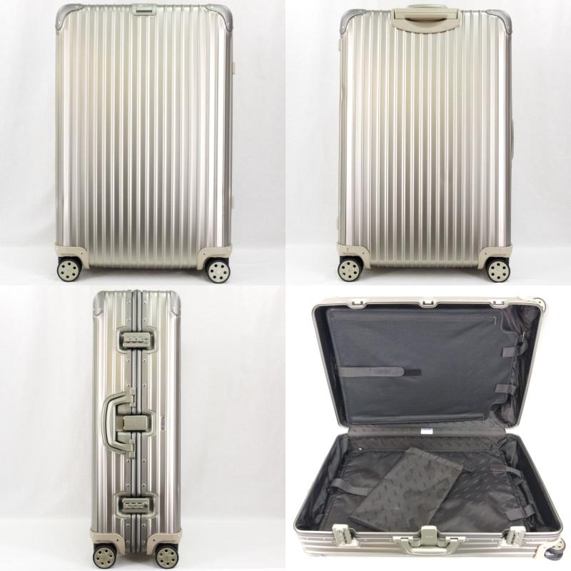 RIMOWA リモワ スーツケース 92073 TOPAS TITANIUM トパーズチタニウム 4輪 TSAロックキャリーケース ゴールド 金 84L バッグ 鞄 中古 65001189 ...