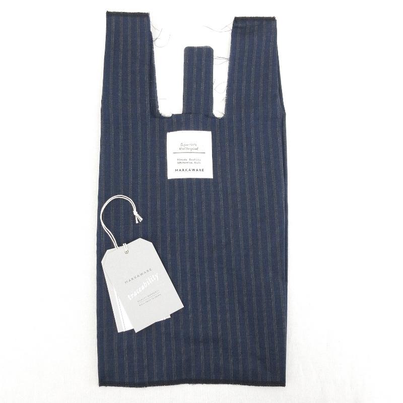 未使用 MARKAWARE マーカウェア CONVENIENCE BAG A21A-04BG01C ストライプ エコバッグ 手提げ ネイビー 紺 65002542 : 65002542 ...