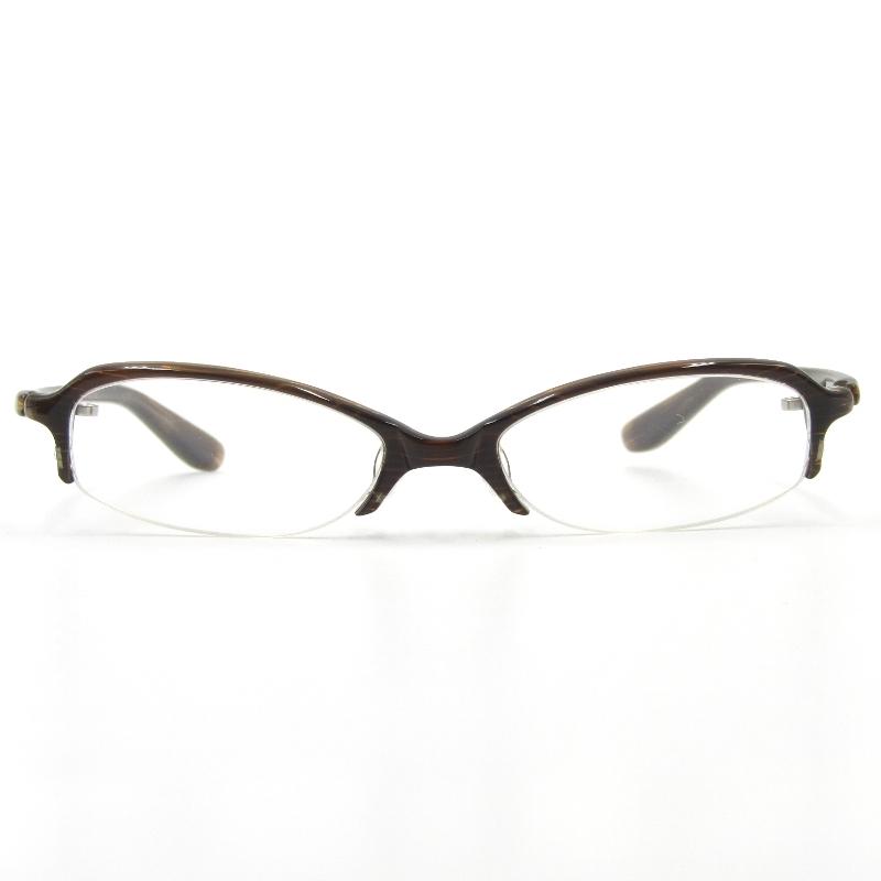 999.9（アイウェア） 未使用 999.9 フォーナインズ メガネフレーム NPN-900 スクエア ハーフリム 日本製 2007.10月 348 ラインダークブラウン 65005649 ...