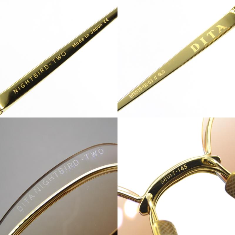 Dita 美品 DITA ディータ サングラス DTS519-58-03 NIGHTBIRD-TWO ナイトバード2 スクエア 日本製 ゴールド 65006104 : クラシック - 通販 ...