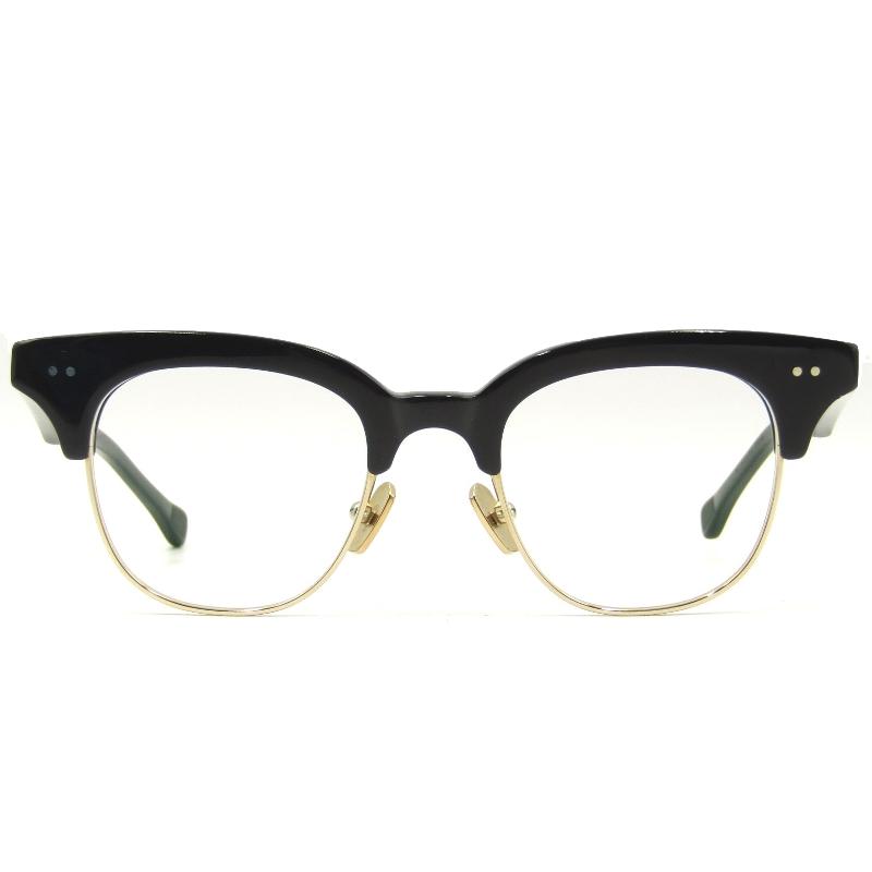 美品 NATIVE SONS ネイティブサンズ メガネフレーム PM-017E NewMan 46 ニューマン ブロウ 日本製 Black/White Gold 65006385 ...