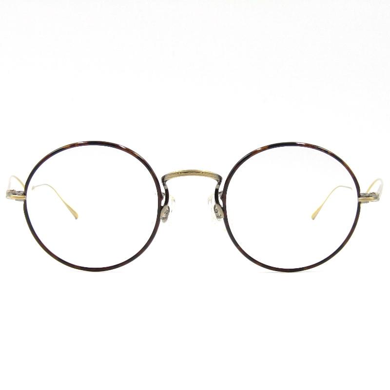 美品 EYEVAN アイヴァン メガネフレーム Merced 44 メルセド ラウンド 七宝リム AG-C アンティークゴールド/デミ七宝 度 ...