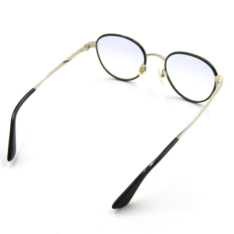 PRADA 美品 プラダ メガネフレーム VPR57S-D 度入り 日本製 ボストン セル巻き コンビ 1AB-1O1 ブラック/ゴールド 65007387 : クラシック - 通販 ...
