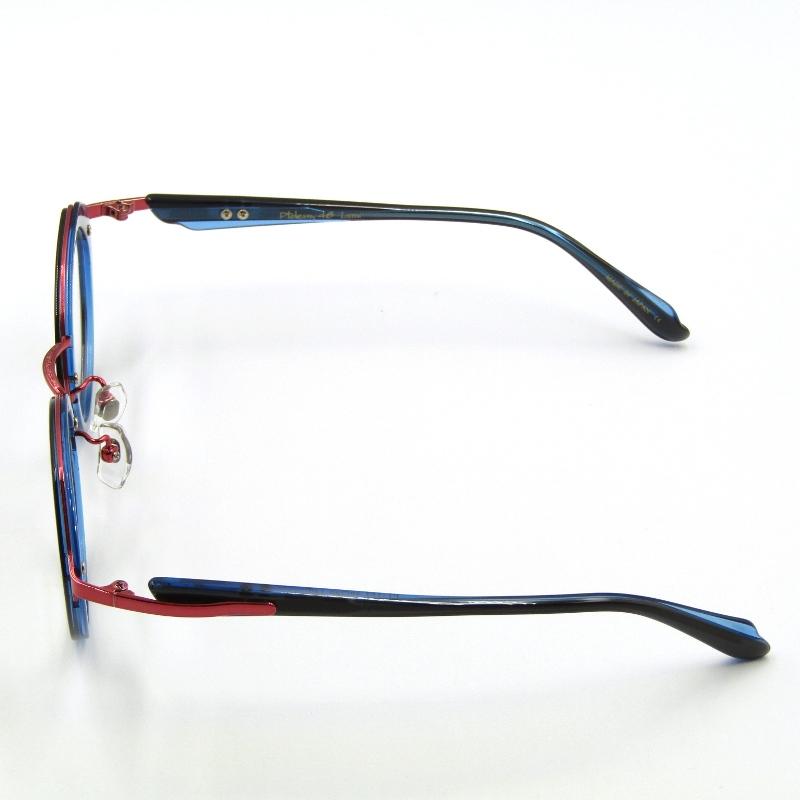 未使用 Ptolemy48 トレミー48 メガネフレーム PT-157 LUNA 日本製 ルナ 多角形 ワッパ コンビ BL ブルー/レッド ...