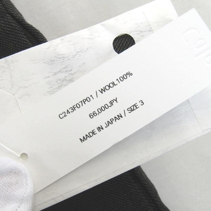 未使用 Cale カル WOOL SHARKSKIN VIST NO TUCK SLACKS C243F07P01 スラックスパンツ ウール 日本製 グレー 3 タグ付き 65008743 ...