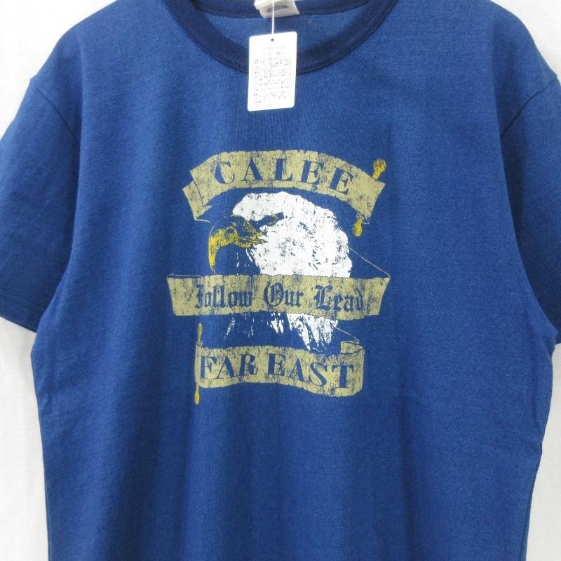 未使用 CALEE キャリー 19SS Indigo blue eagle t-shirt CL-19SS045 半袖Tシャツ イーグル プリント インディゴ L メンズ 中古 ...