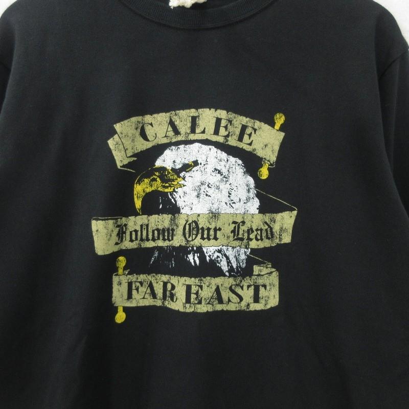 CALEE 未使用 キャリー 19SS Eagle print L/S t-shirt CL-19SS005 長袖Tシャツ イーグル プリント ブラック 黒 L タグ付き メンズ 中古 ...