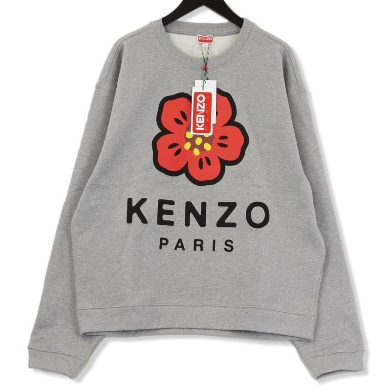 未使用 KENZO ケンゾー クルーネックスウェット FC65SW4104ME 22AW ボケフラワー プルオーバー グレー XL タグ付き ...