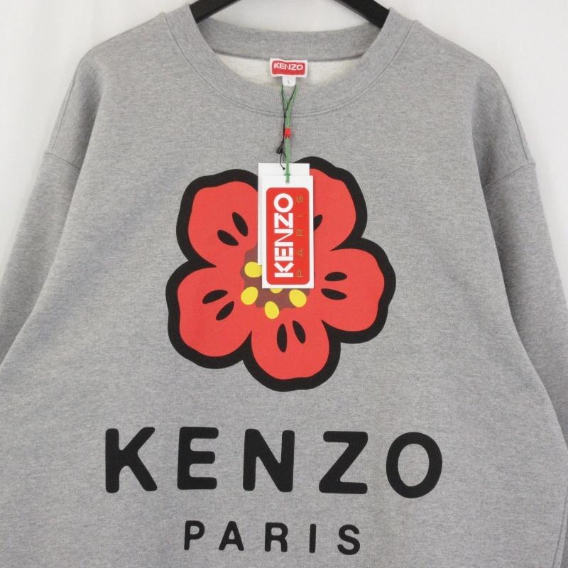 未使用 KENZO ケンゾー クルーネックスウェット FC65SW4104ME 22AW ボケフラワー プルオーバー グレー L タグ付き ...