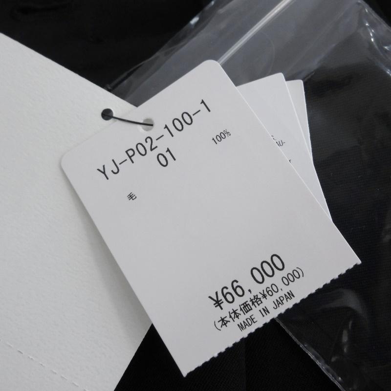 未使用 Y's ワイズ ウール クロップドパンツ YJ-P02-100 WOOL GABARDINE DOUBLE PLEATED CUFFED HEM PANTS レディース 黒 1 ...