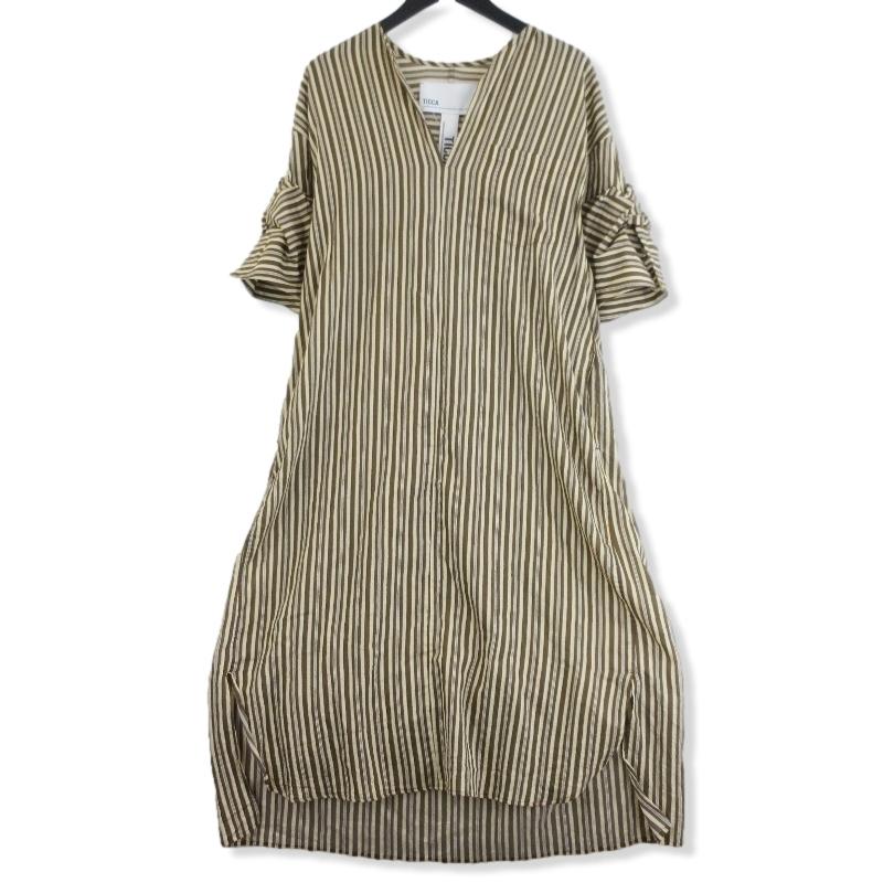 TICCA ティッカ ツイストスリーブワンピース TBCS-041 23SS ストライプ シフォン マキシワンピースレディース ブラウン 70014978 : クラシック - 通販 ...