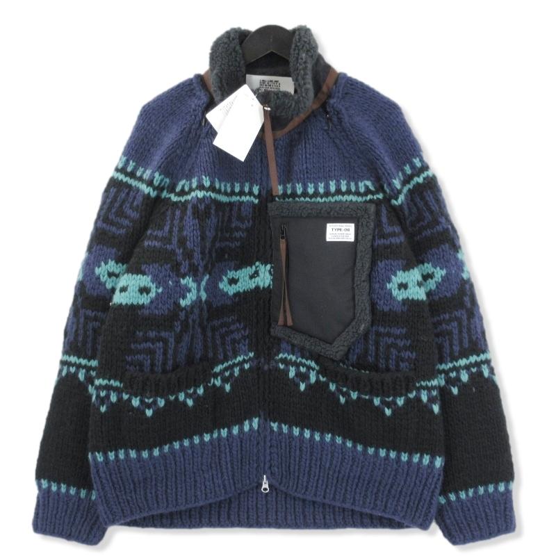 未使用 elephant TRIBAL fabrics エレファントトライバルファブリックス カウチンカーディガン E06-KBV23F パープル F タグ付き 70015483 : ...