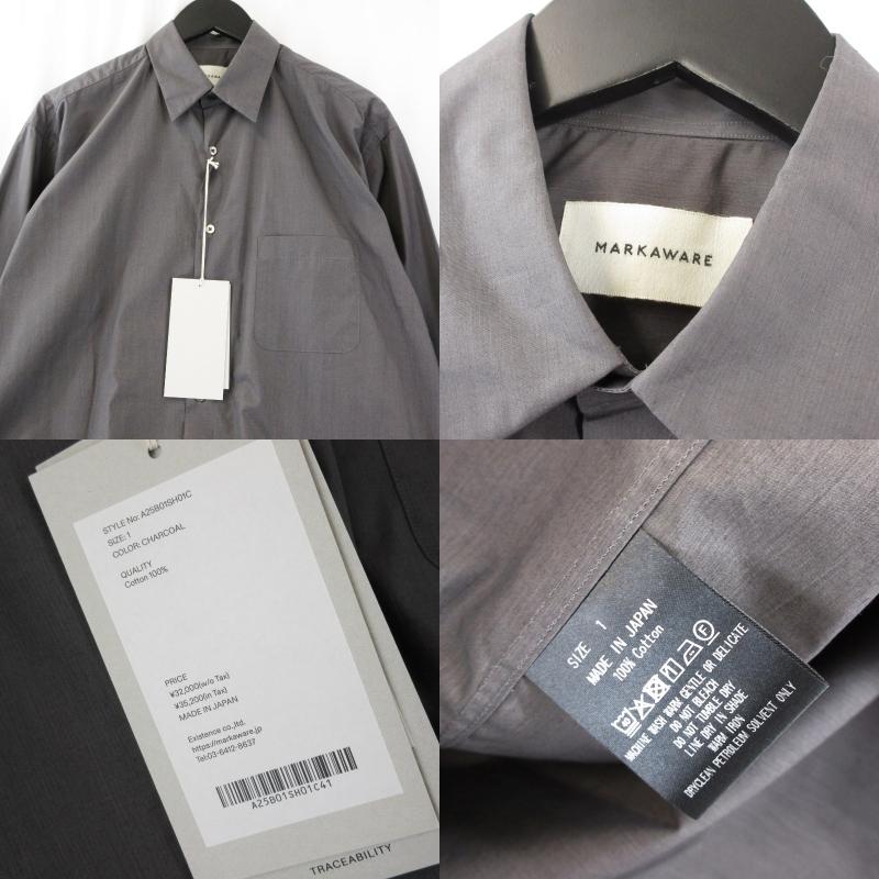 美品 MARKAWARE マーカウェア 長袖シャツ A25B01SH01C コンフォートフィットシャツ ORGANIC GIZA グレー 1 タグ付き 70016859 : クラシック ...