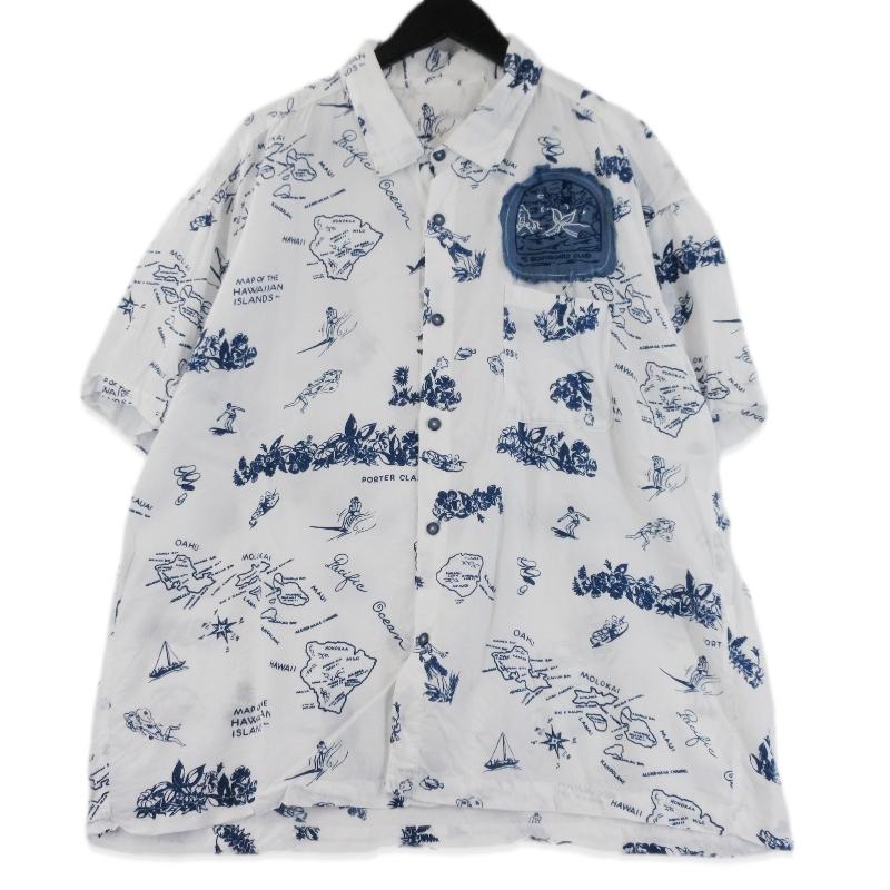 PORTER CLASSIC（ポータークラシック） ALOHA SHIRT NAVY BLUE HAWAII PC-024-1561 半袖アロハシャツ ホワイト 白 L 70017130 ...