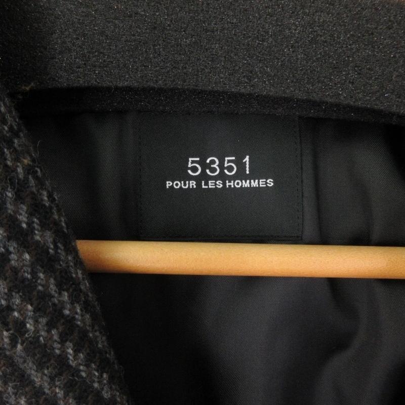 未使用 5351 POUR LES HOMMES 5351プールオム コンビネーションチェックロングコート 2370000100 ダウンコート ...