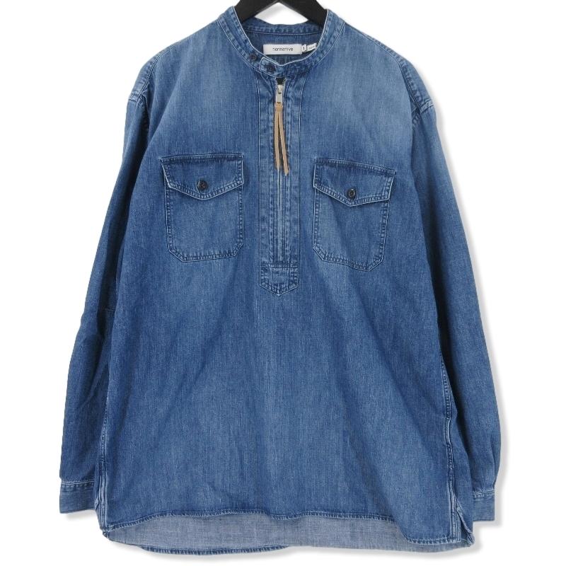 nonnative ノンネイティブ ハーフジップ ノーカラーシャツ NN-S3512 WORKER PULLOVER SHIRT USED加工 デニム インディゴ 1 メンズ 中古 ...