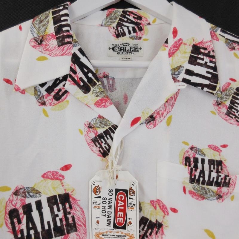 CALEE 未使用 キャリー Allover feather pattern amunzen cloth S/S shirt CL-22SS055 半袖オープンカラーシャツ 白 M ...