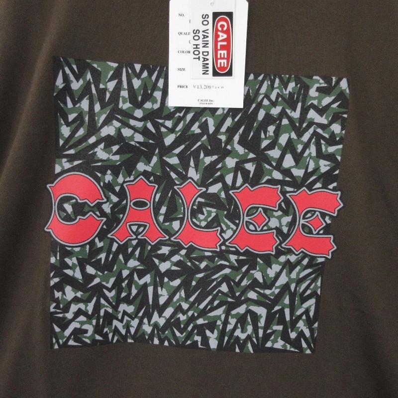 CALEE 未使用 キャリー Upcycle calee logo drop shoulder L/S t-shirt CL-21AW001 長袖Tシャツ ロゴプリント 茶 M ...