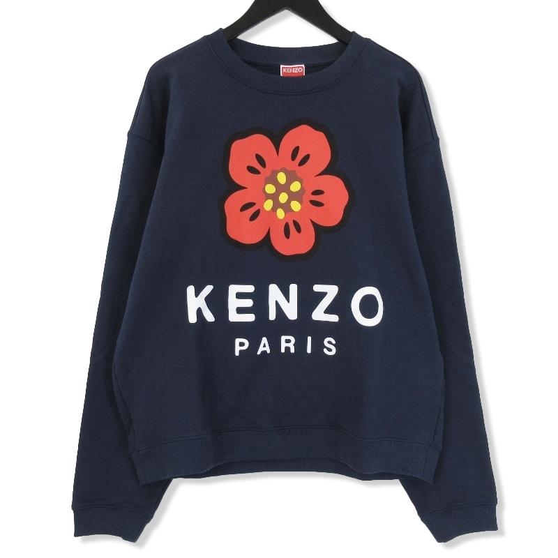 美品 KENZO ケンゾー クルーネックスウェット ボケフラワー FC65SW4104ME 22AW プルオーバー ネイビー XL ...