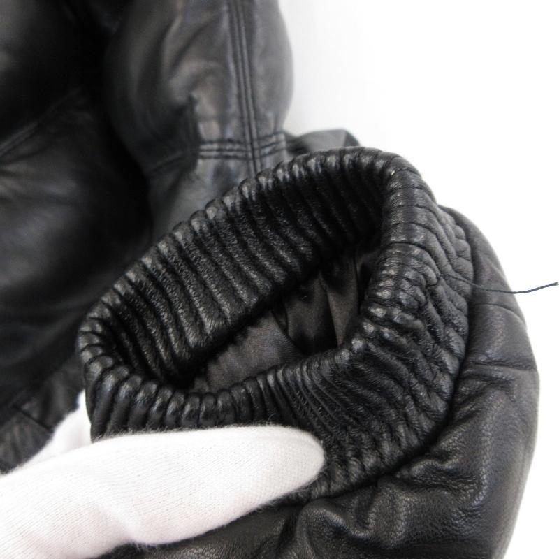 DOUBLE GOOSE ダブルグース レザー ダウンジャケット V-BOMBER LEATHER JACKET ラムレザー ブラック 黒 L ...