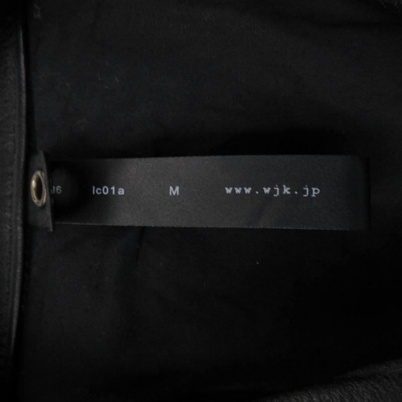 wjk 美品 ダブルジェイケイ 長袖レザーシャツ 4316 lc01a ウォッシャブルカーフ 2 hook shirt 皺加工 日本製 ブラック 黒 M 71008305 : クラシック ...