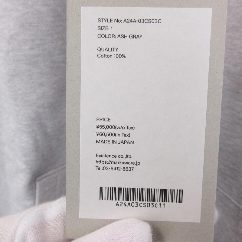 未使用 MARKAWARE マーカウエア ヘビーフリース クォーター ジップパーカ A24A-03CS03C QUATER ZIP PARKA ASH GRAY 1 71008762 ...