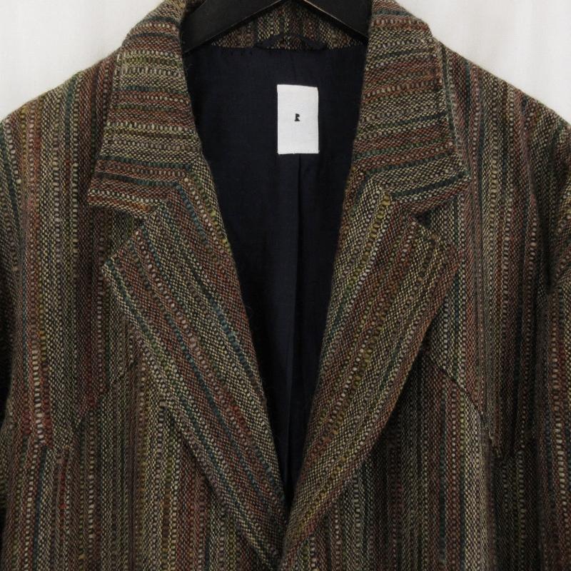 美品 RL エールエル 2Bジャケット RM-22SJ01-ST WESTERN YOKE PERRY JACKET Stripe ウエスタンヨーク rroomm lloomm 茶 ONE ...