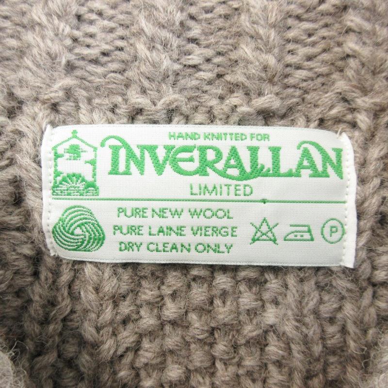美品 INVERALLAN インバーアラン カーディガン 3A LUMBER CARDIGAN 緑タグ 手編み チャコール 71011099 ...
