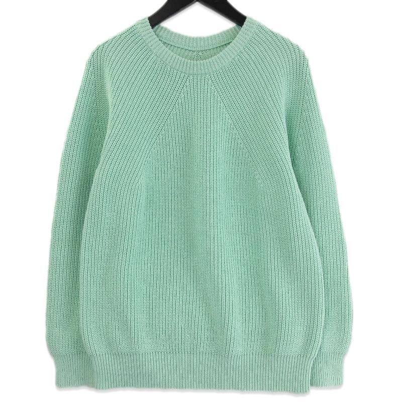 BATONER バトナ― クルーネックニット BN-22SM-001 COTTON SIGNATURE CREW NECK シグネチャー 日本製 LIME 1 71011611 : クラシック ...