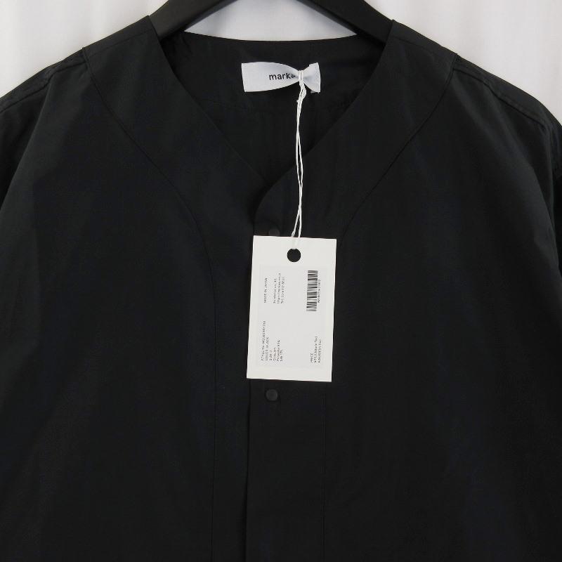 marka 美品 マーカ 半袖ベースボールシャツ M25B03SH01B 25SS RECYCLED POLYESTER SILK TAFFETA ブラック 黒 2 タグ付き 71012116 ...