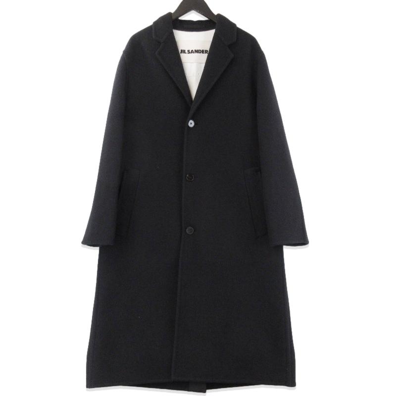 美品 JIL SANDER ジルサンダー WORDROBE W SPORT COAT J23AA0001 J40020 ロングコート バージンウール ブラック 黒 44 71013225 ...