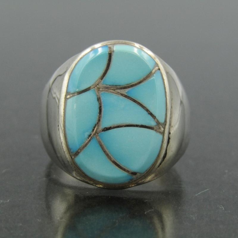 Emma Bonney ナバホ族 リング ターコイズ インレイ オーバル 19号 インディアンジュエリー 中古 80000652 ...