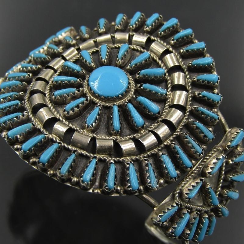 美品 Violet Begay ナバホ族 バングル クラスター ターコイズ ニードルポイント バイオレットビゲイ VJB インディアン ...