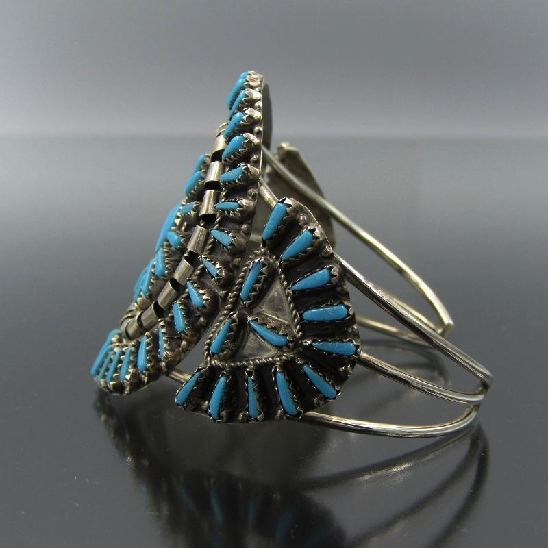 美品 Violet Begay ナバホ族 バングル クラスター ターコイズ ニードルポイント バイオレットビゲイ VJB インディアン ...