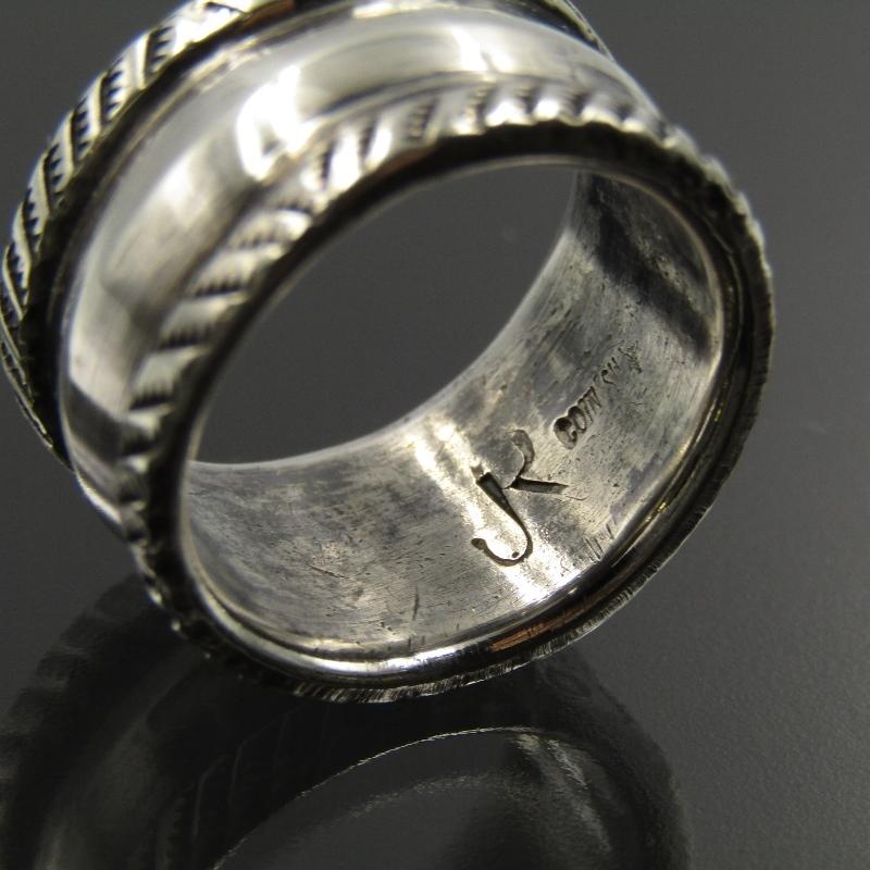 美品 Jesse Robbins クリーク族 リング スタンプ ジェシーロビンズ Coin Silver 15号 インディアンジュエリー 中古 ...