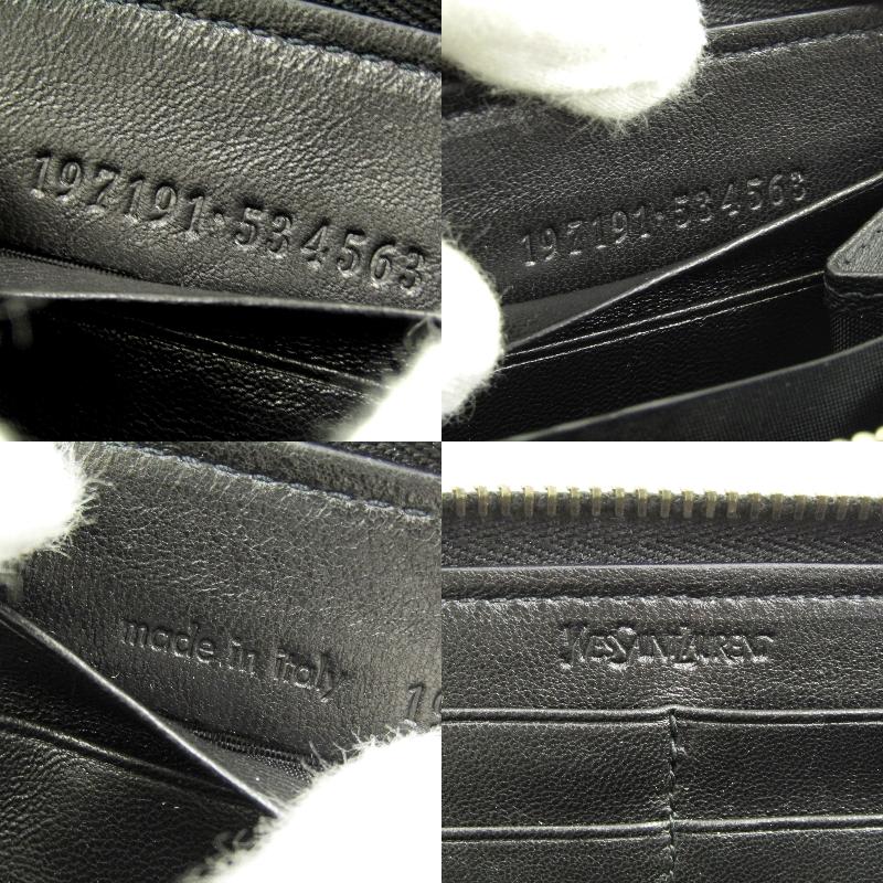 美品 YVES SAINT LAURENT イヴサンローラン 長財布 197191 AB8SP Yメール ラウンドファスナー パテント ...