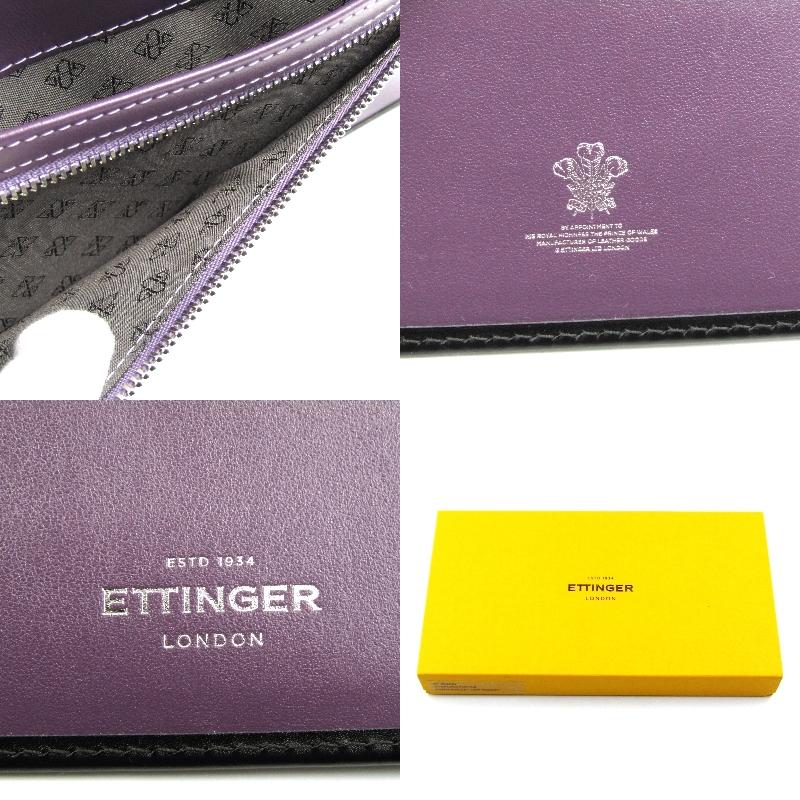 ETTINGER 未使用 エッティンガー 長財布 ST953AEJ LONG WALLET WITH ZIP 二つ折り カーフ ブラック/パープル 80005643 : クラシック - 通販 ...