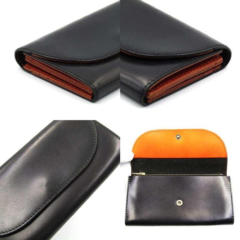 美品 BARNS LEATHER LABO バーンズ 長財布 コードバン LE-3051 FLAP LONG WALLET CORDVAN ブラック 黒 80006286 : クラシック ...