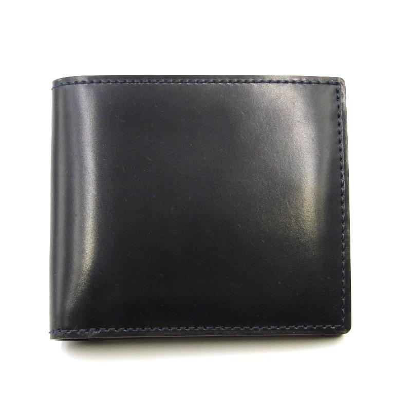 GANZO 未使用 ガンゾ 二つ折り財布 訳あり 57128 SHELL CORDOVAN2 小銭入れ付 シェルコードバン 馬革 ネイビー 80006576 : クラシック - 通販 ...