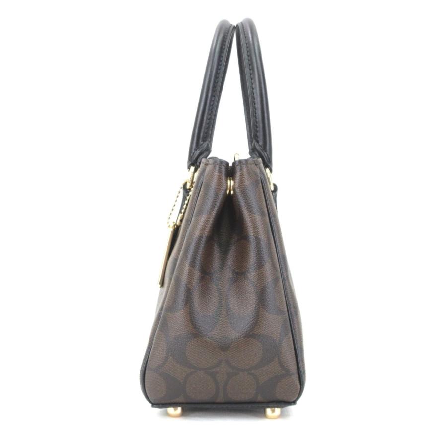 良品 COACH コーチ ハンドバッグ 2WAY シグネチャー F67027 ショルダーバッグ ブラウン 茶 PVC バッグ 鞄 中古 ...