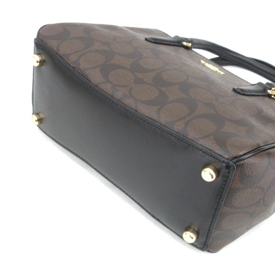 良品 COACH コーチ ハンドバッグ 2WAY シグネチャー F67027 ショルダーバッグ ブラウン 茶 PVC バッグ 鞄 中古 ...
